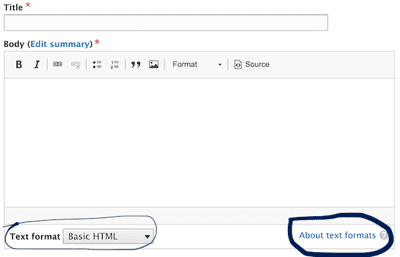 Drupal 8 - How to hide help link About text formats and text format guidelines | GyanBlog